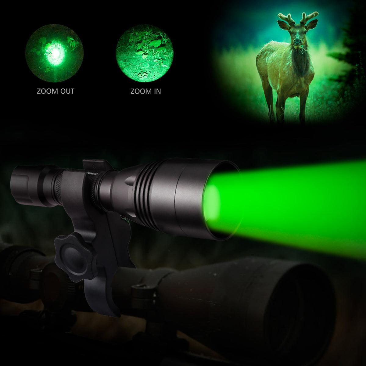 LUMENSHOOTER A8Plus Zoomable Hunting Light Kit, Green White Infrared 8